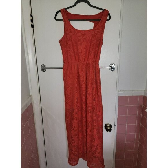 BONGO | Dresses | Bongo Floral Lace Maxi Dress Womens Medium Coral Mini ...
